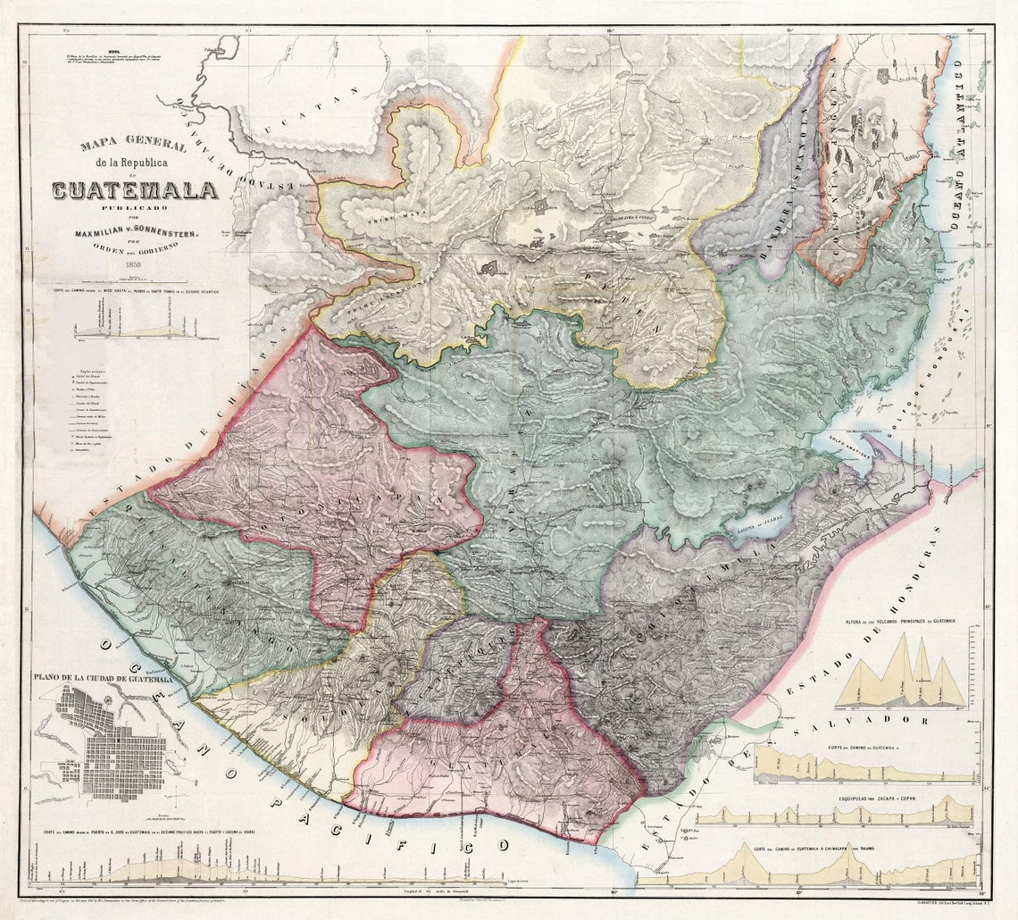Map of Guatemala 1859 High Resolution Digital Download - Etsy