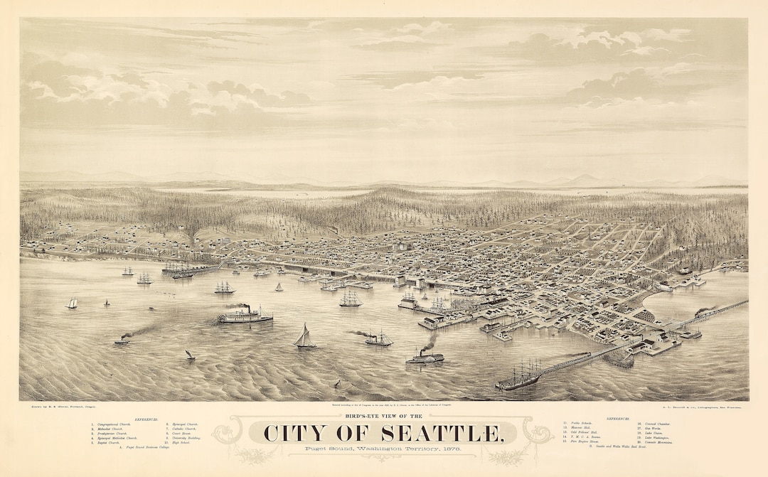 Map of Seattle WA 1878 High Resolution Digital Download - Etsy