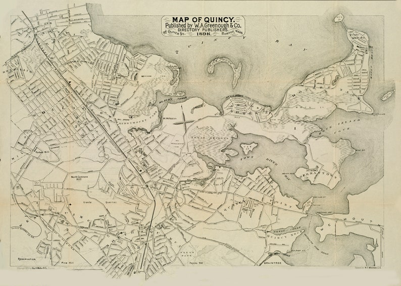Map of Quincy, MA 1898 High Resolution Digital Download - Etsy