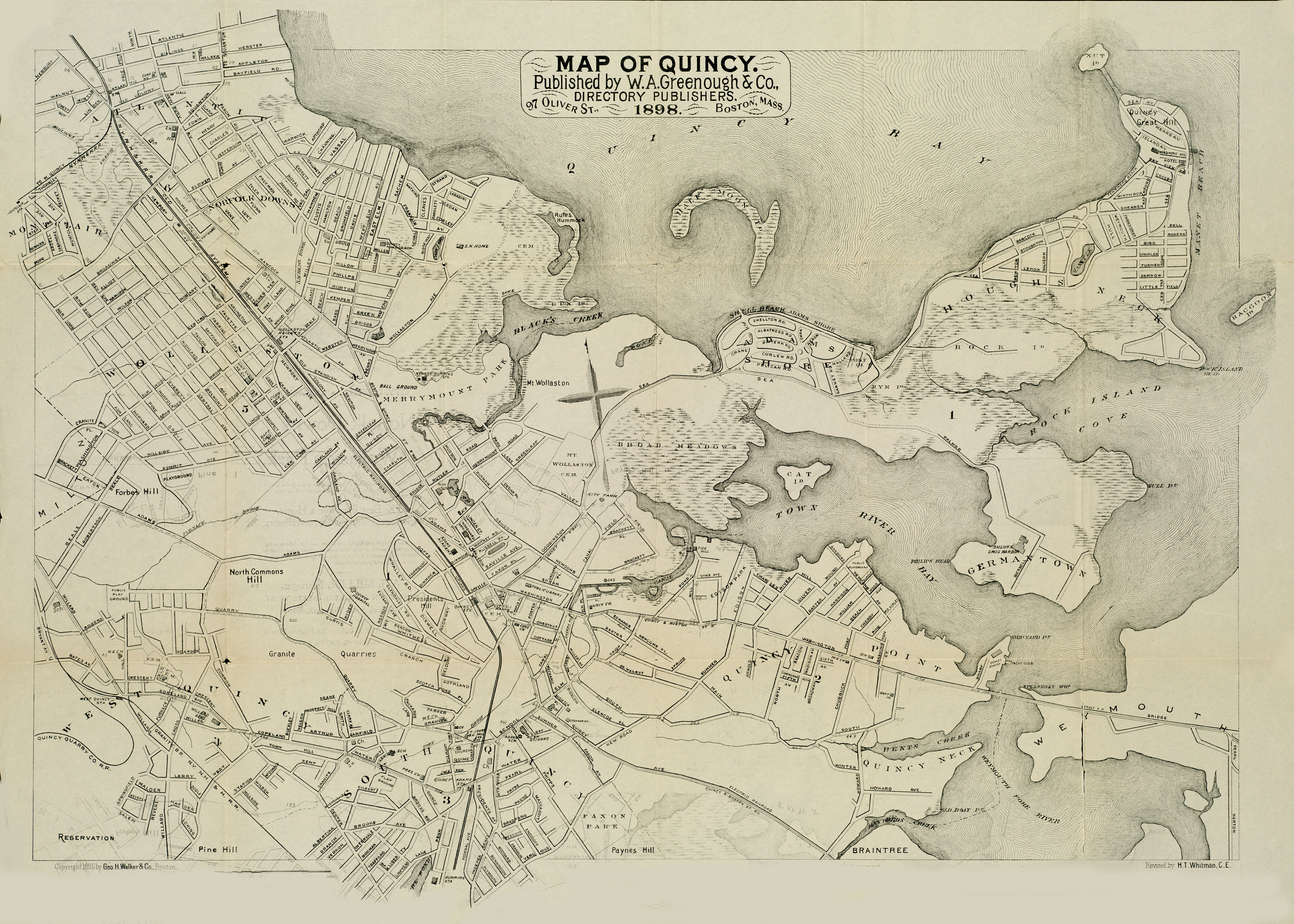 Map of Quincy, MA 1898 High Resolution Digital Download - Etsy