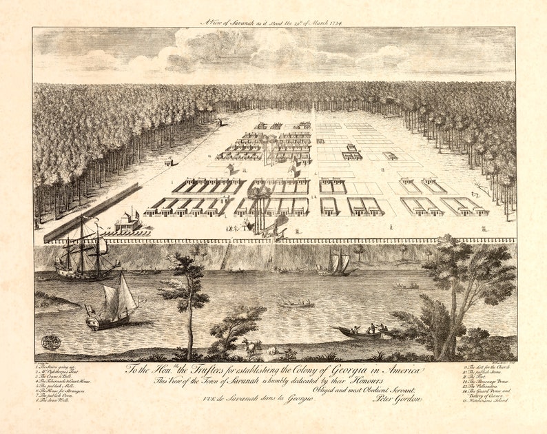 Map of Savannah GA 1734 High Resolution Digital Download - Etsy