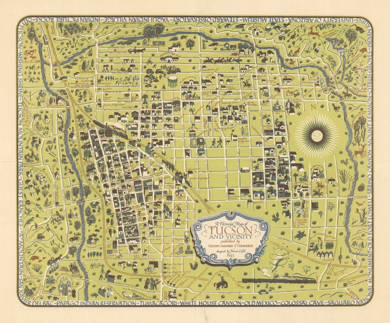 Map of Tucson AZ 1943 High Resolution Digital Download - Etsy