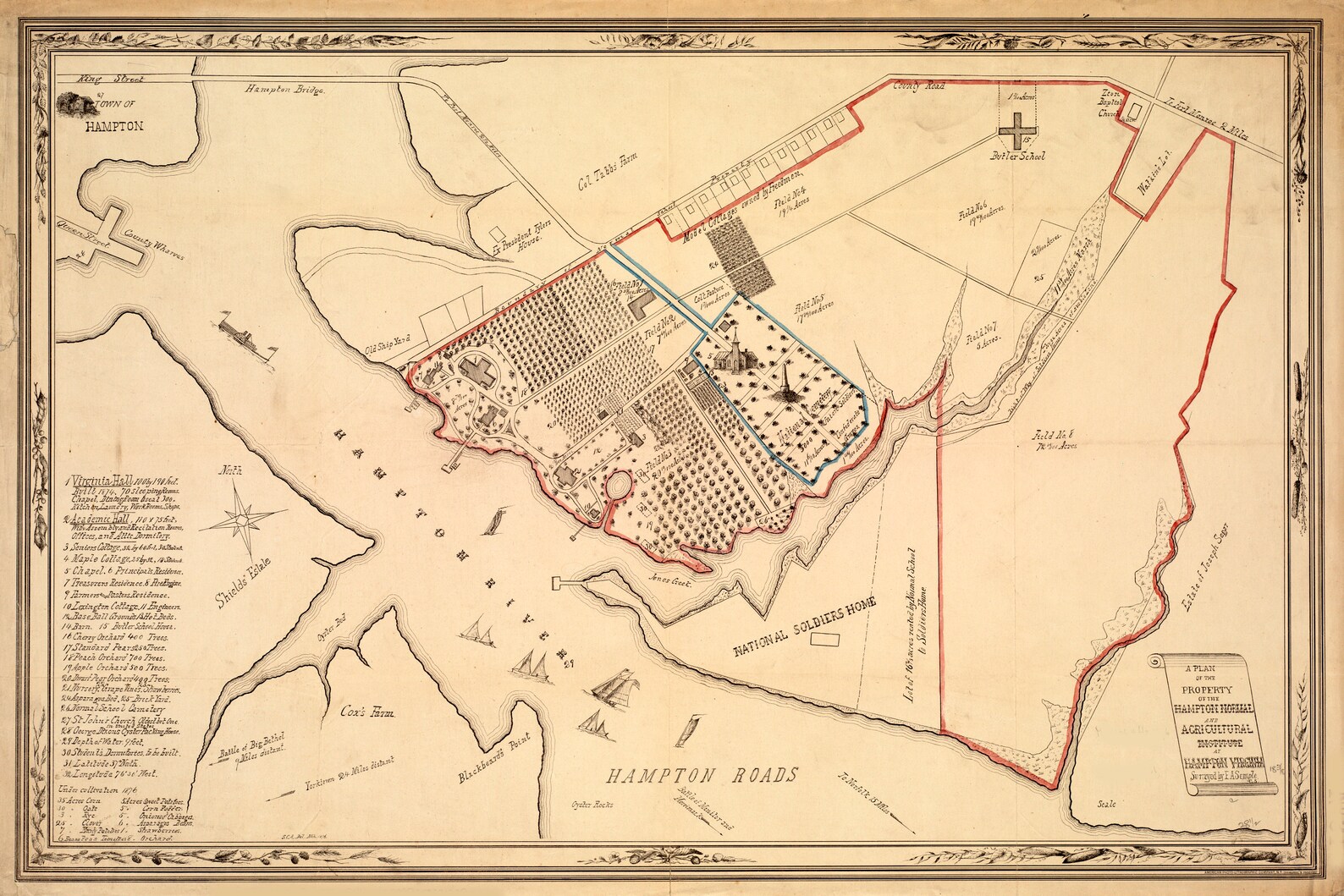 Map of Hampton VA 1876 High Resolution Digital Download - Etsy