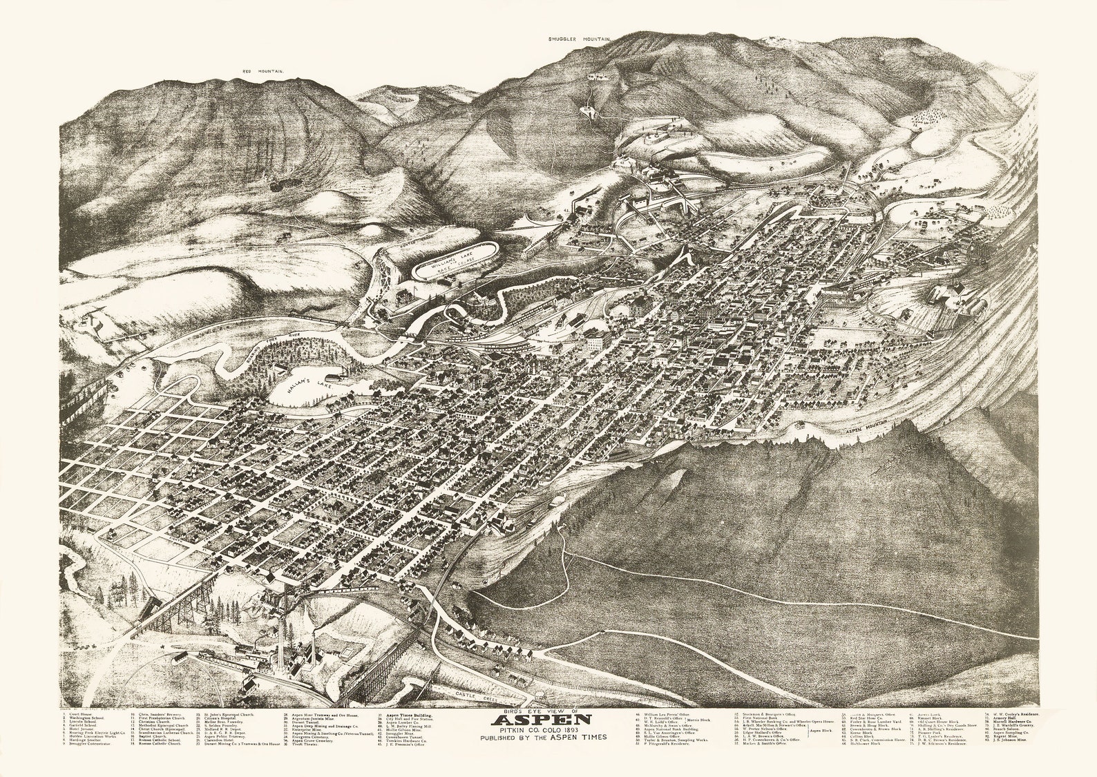 Map of Aspen CO 1893 High Resolution Digital Download - Etsy