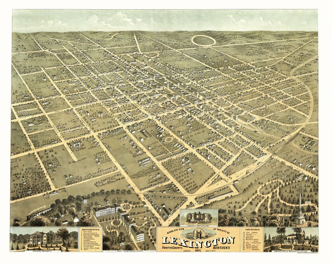 Map of Lexington KY 1871 High Resolution Digital Download - Etsy
