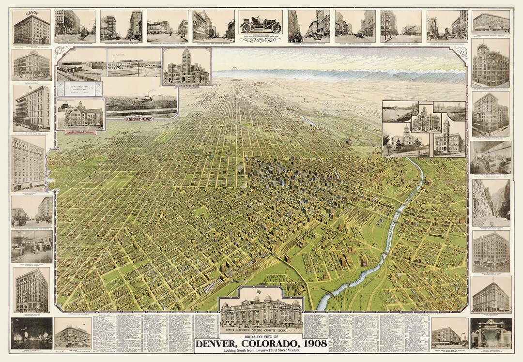Map of Denver CO 1908 High Resolution Digital Download - Etsy