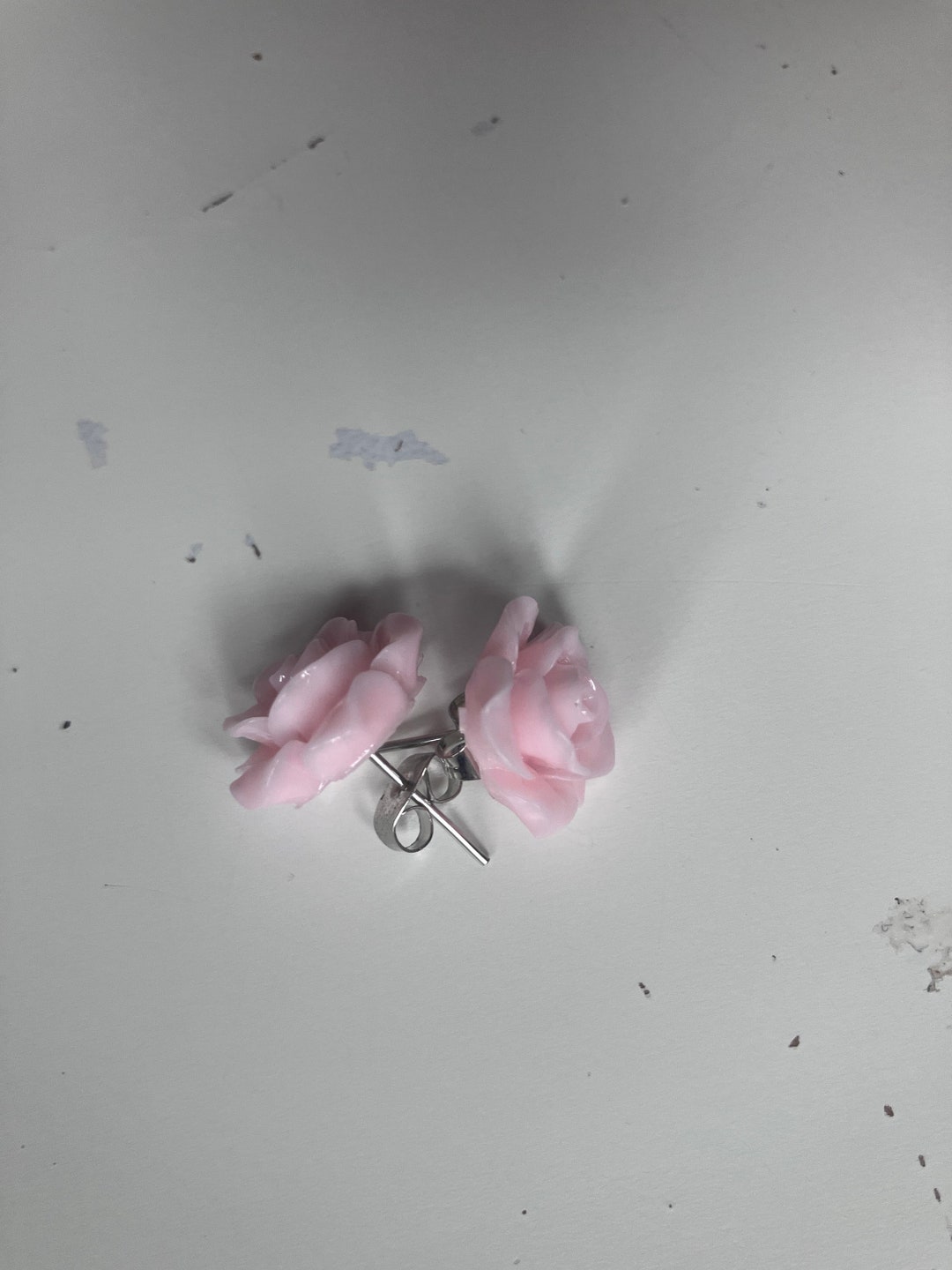 Pink Rose Earrings - Etsy