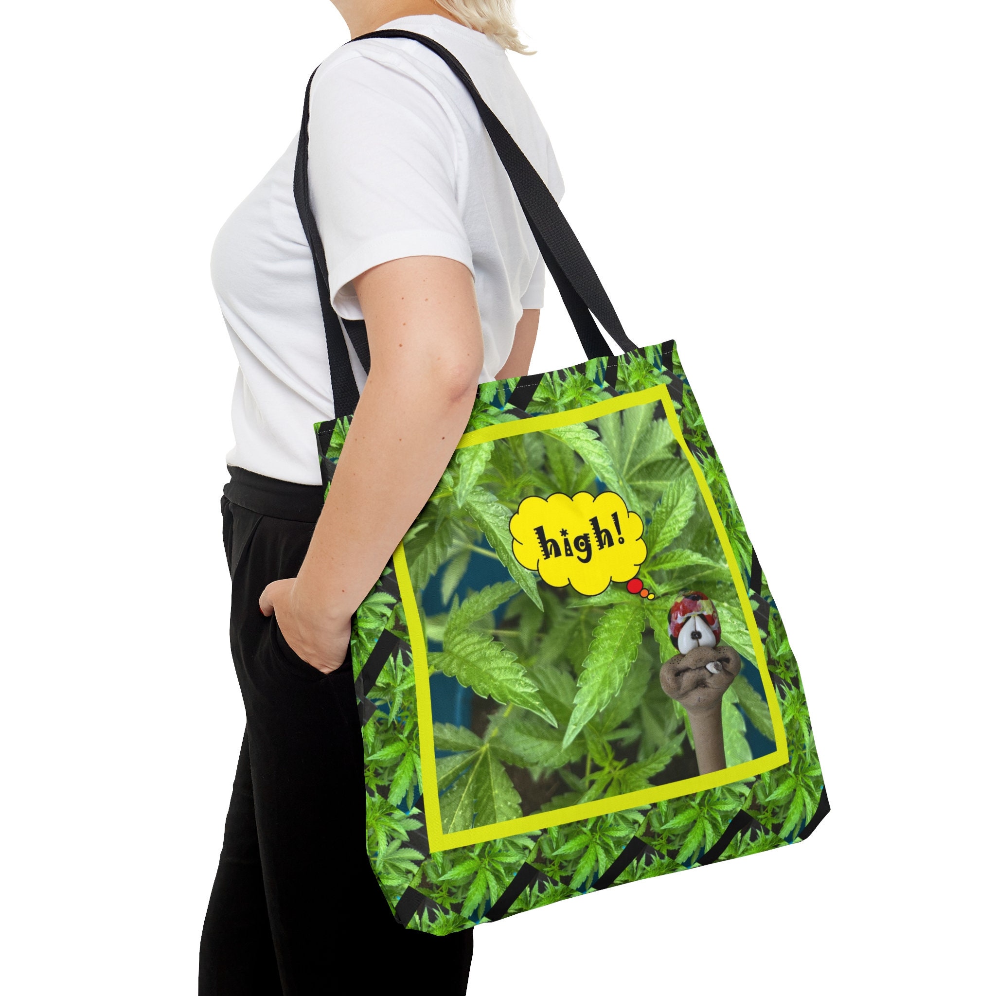 Toke Tote Saying HIGH Grocery Lunch Bag Reusable Shopping Carryall ...