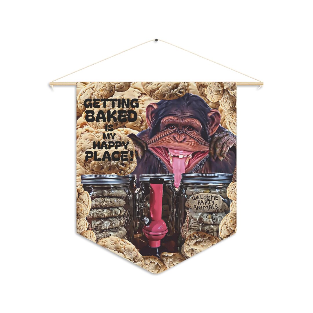 Wacky Kooky Chimpanzee Baked Cookies Happy Place Indoor Pennant Unique ...