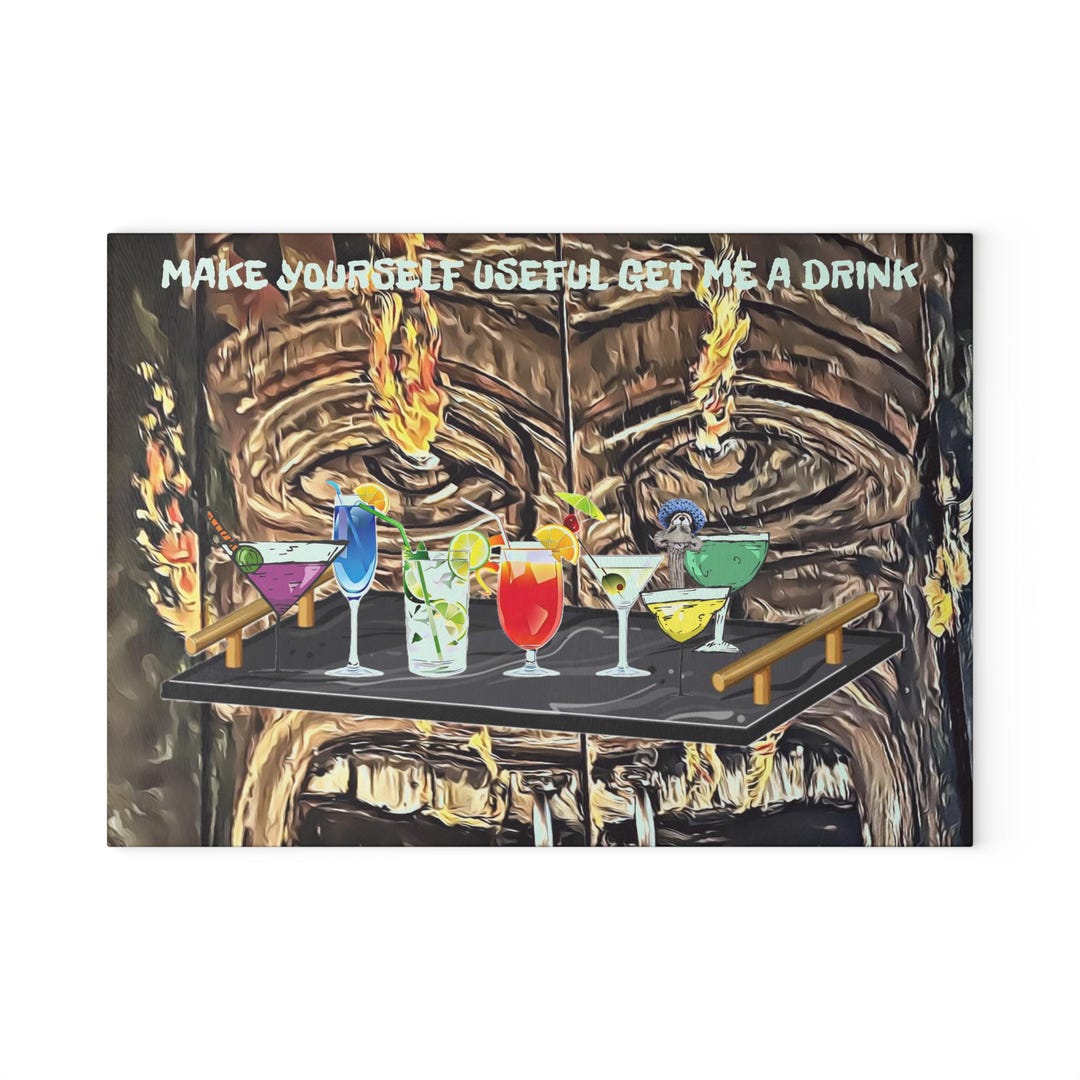 Tiki Girls Catty Night in Besties Gift Drinks Serving Tray Cheese Plate ...