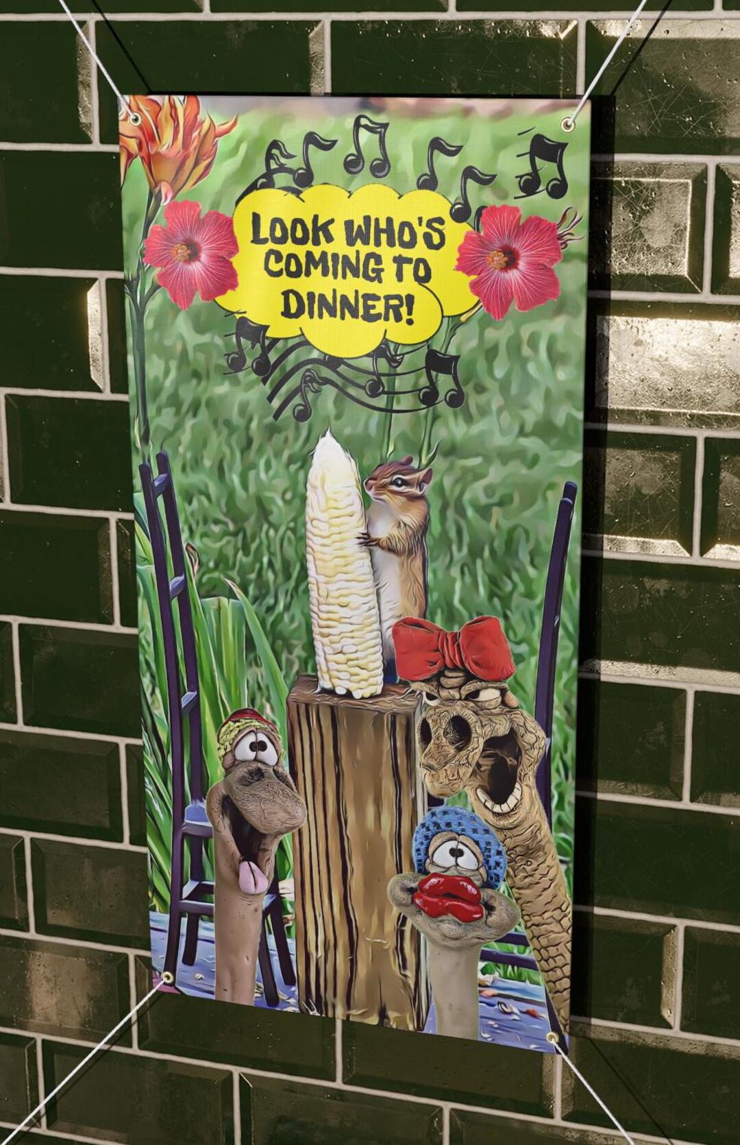 Chipmunk Fence Art Banner, Original 'look Who's Coming to Dinner ...