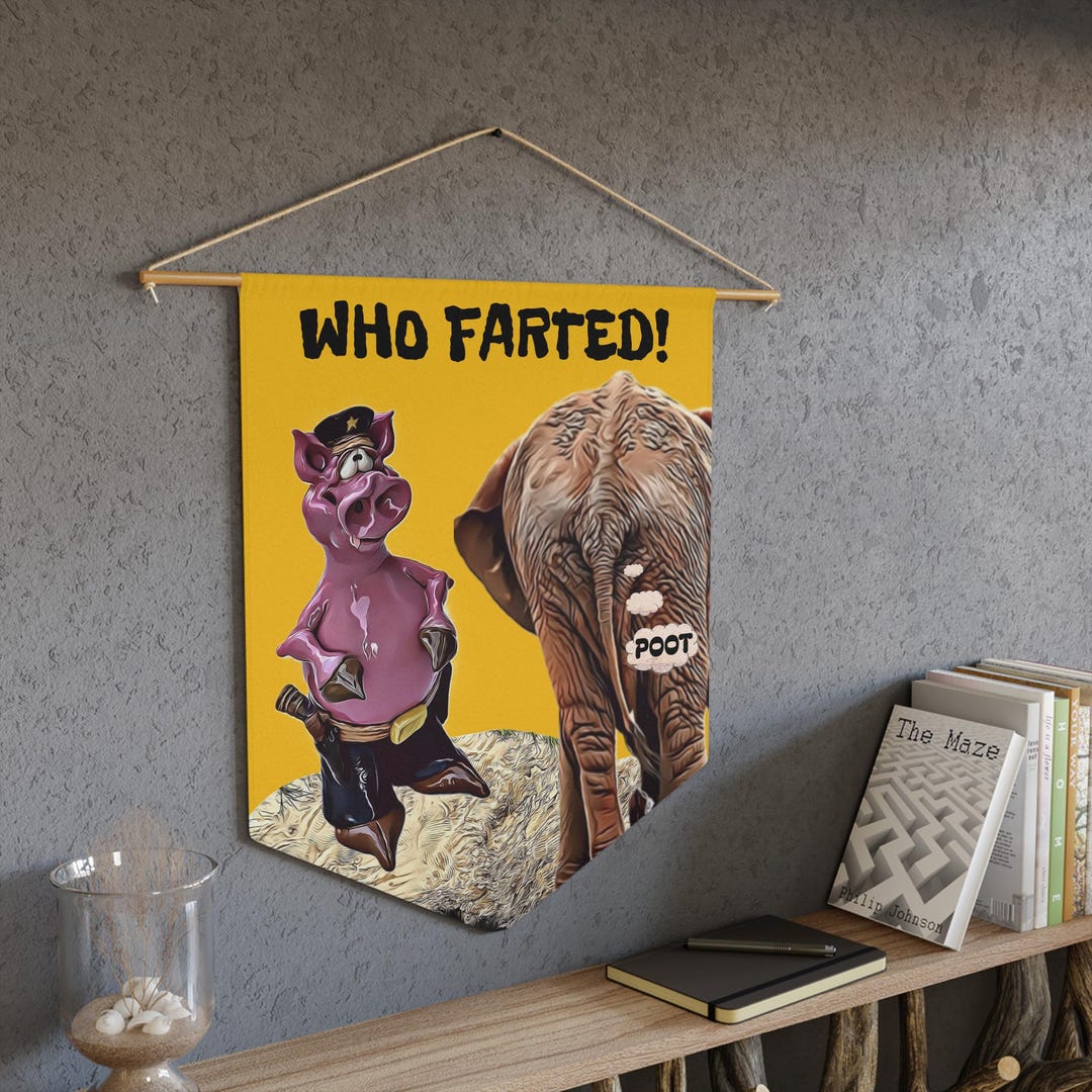 Fun Who Farted? Pig Police Silly Quirky Odd Beat Bathroom Pennant ...