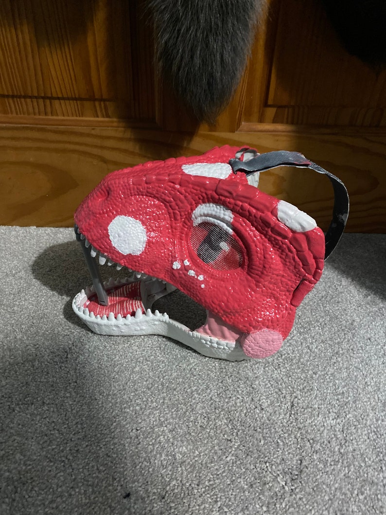 MQ Premade Mushroom Dino Mask Adjustable Strap and Moving Jaw Optional ...