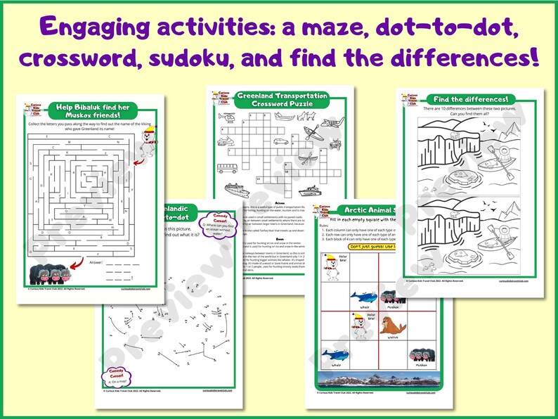 Greenland Puzzles & Games - Kids Activities - Printable Homeschool ...
