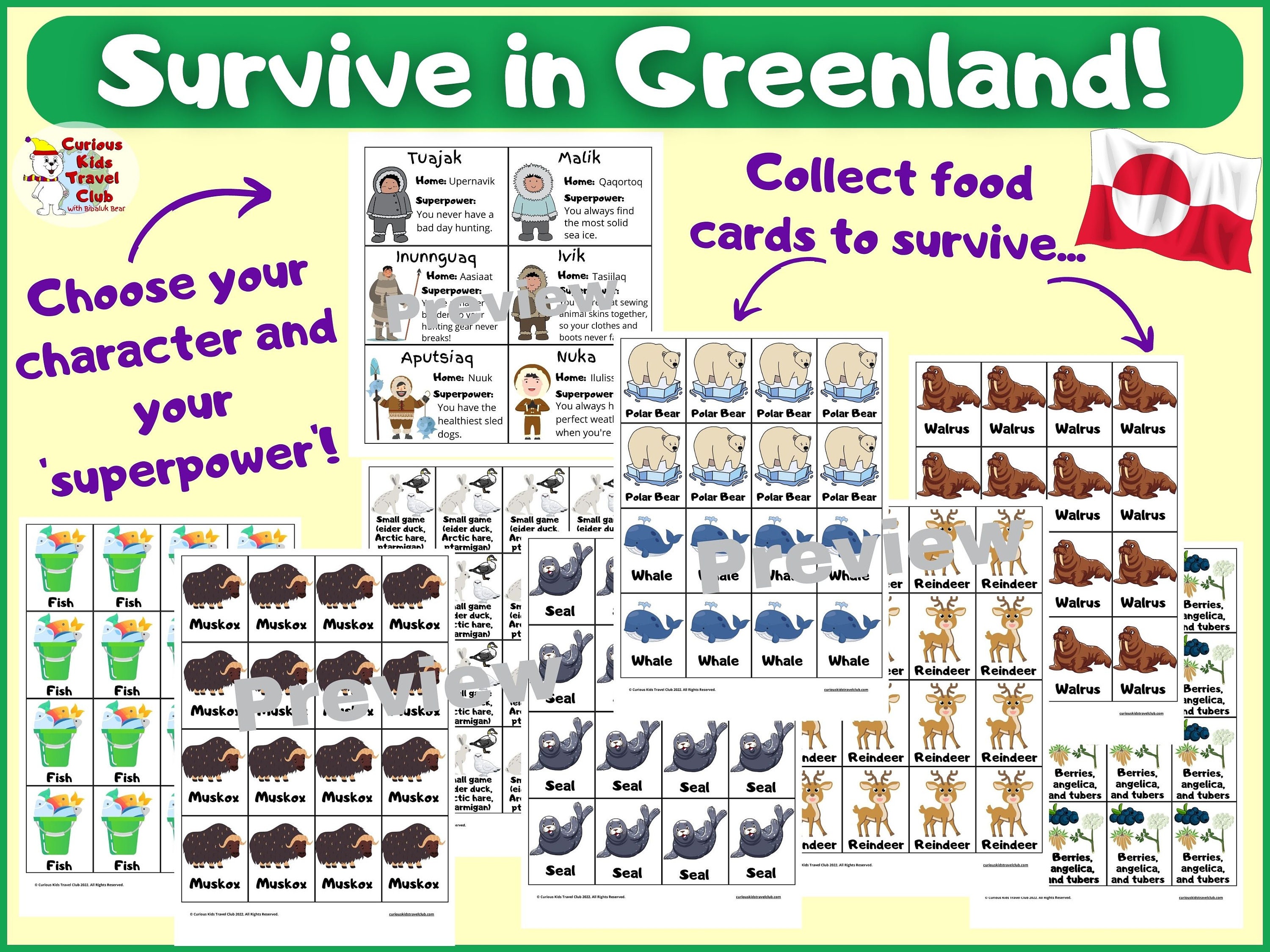 Greenland Adventure Board Game for Kids and Adults Printable Homeschool ...