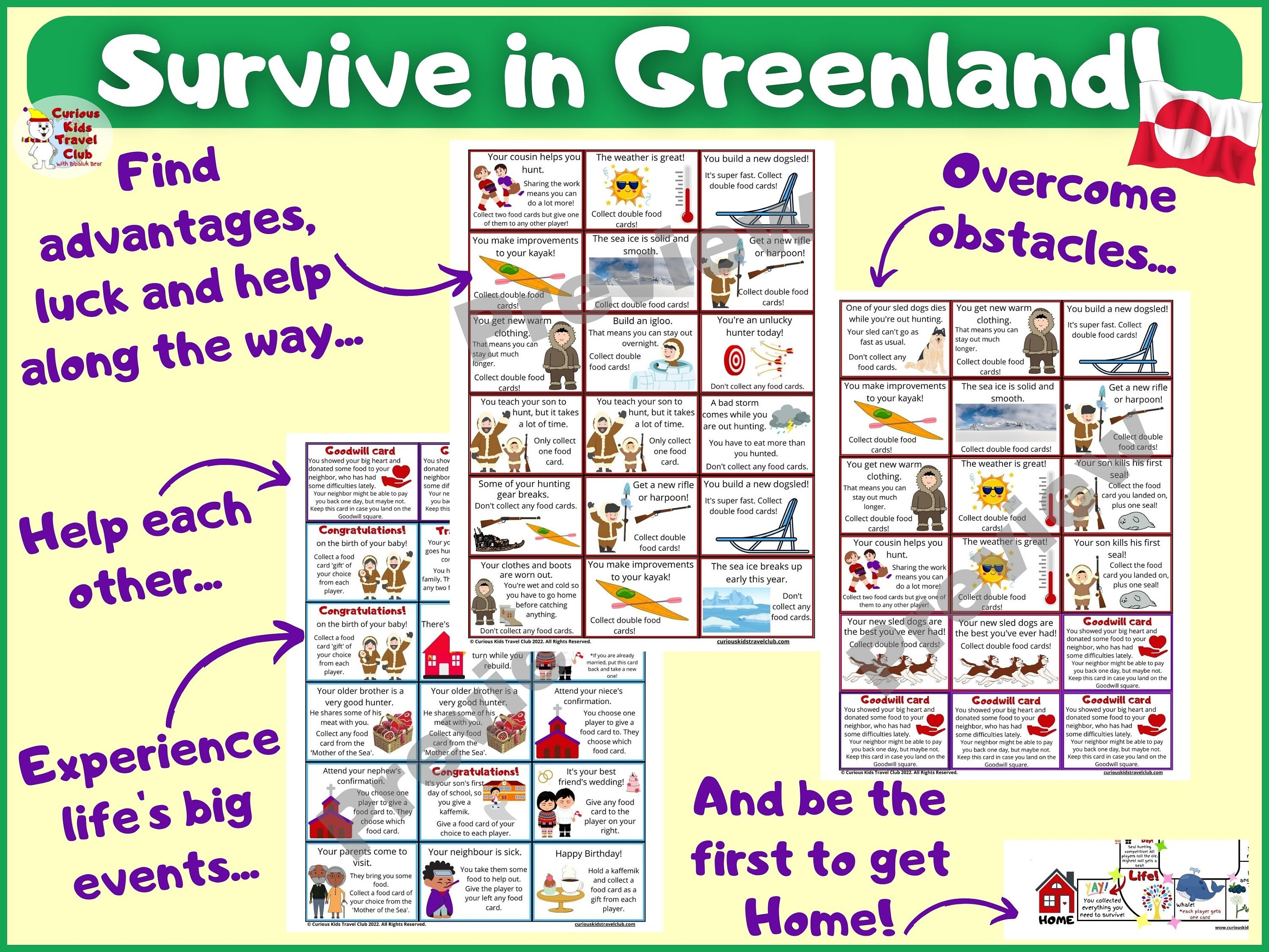 Greenland Adventure Board Game for Kids and Adults Printable Homeschool ...