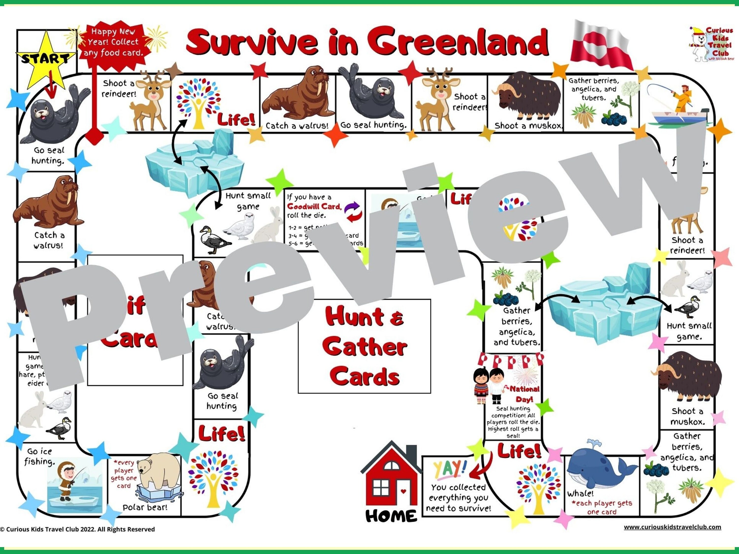 Greenland Adventure Board Game for Kids and Adults Printable Homeschool ...