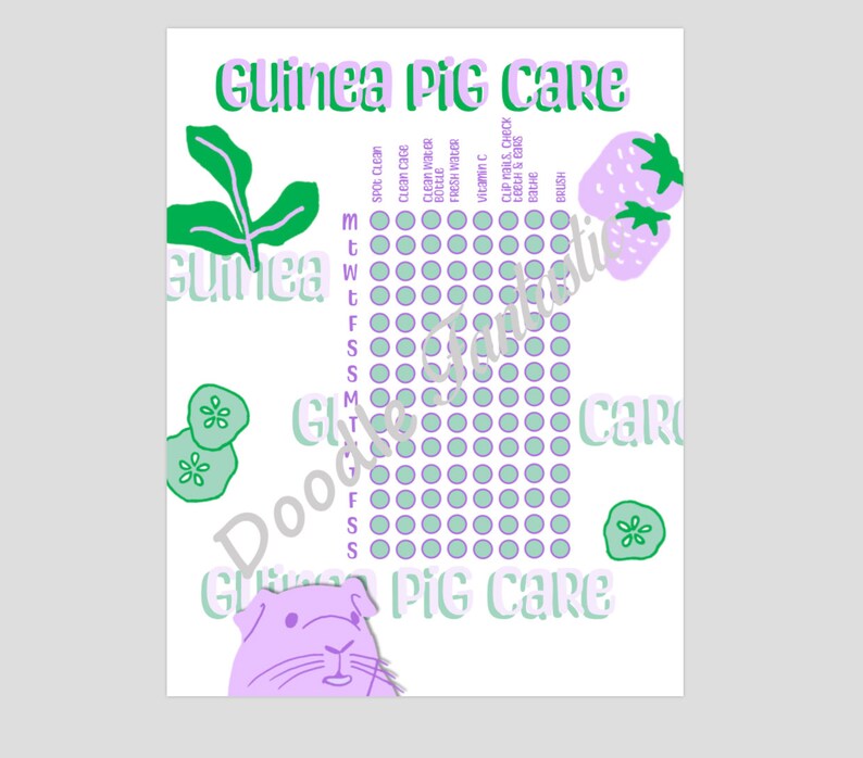 Guinea Pig Care Tracker - Etsy