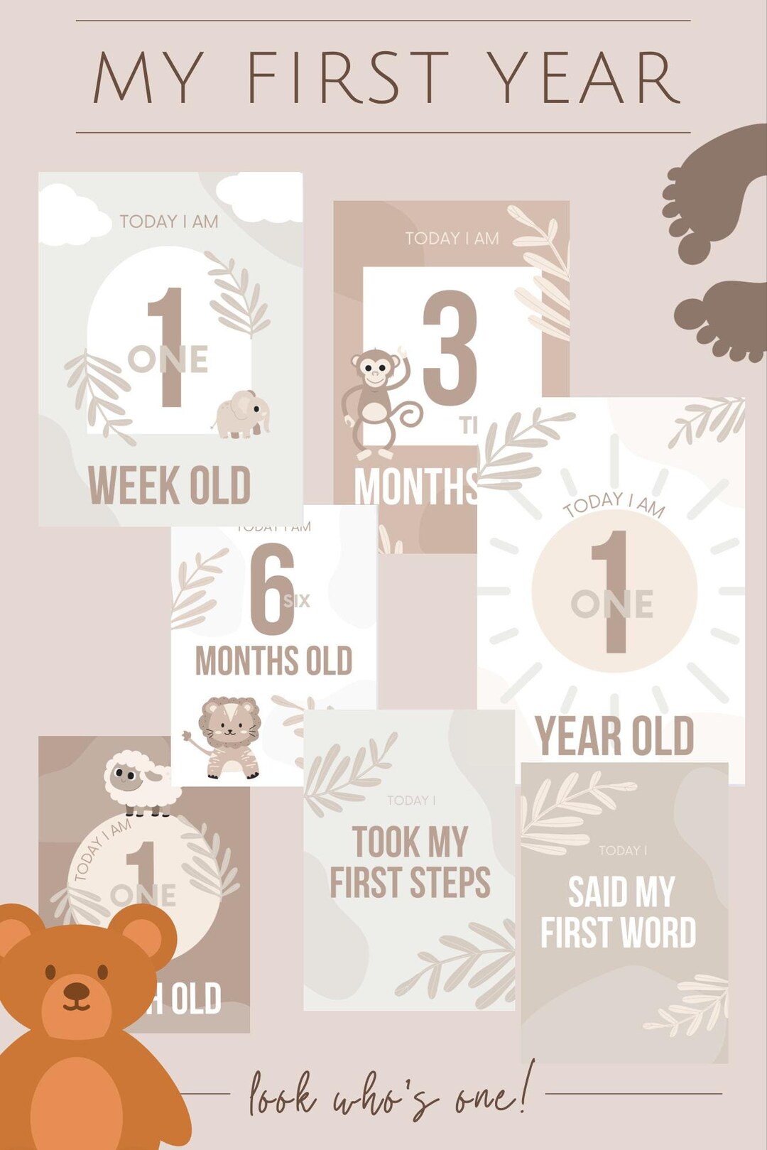 25 Baby Milestone Cards Printable Unisex Memory Milestone Cards Baby ...