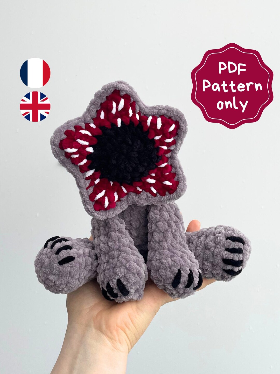 PDF Crochet Pattern Plush Demogorgon – Amigurumi Monster – Tutorial FR ...