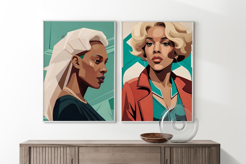 Retro Modern Art Print pack of 4-abstract Wall Art Trendy Wall Decor ...