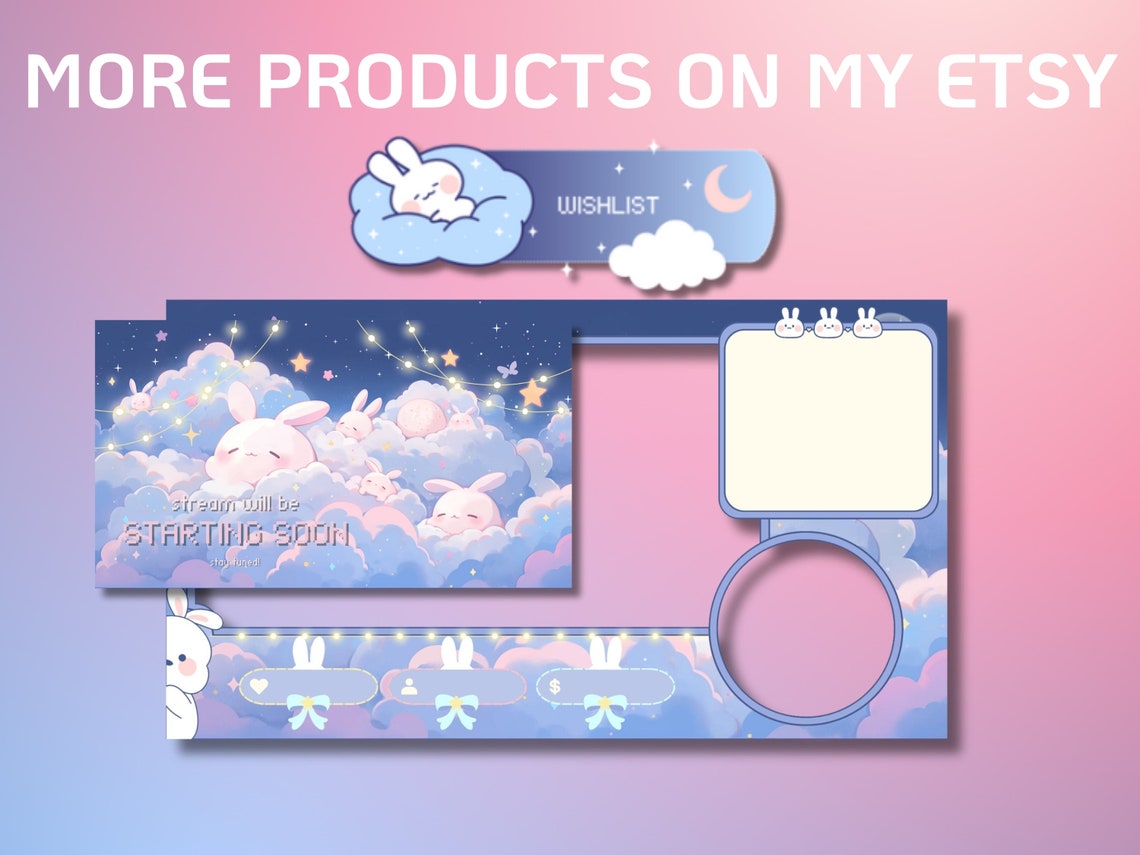 Animated Dreamy Bunny Twitch Screens / Cute Twitch Screens / Custom ...