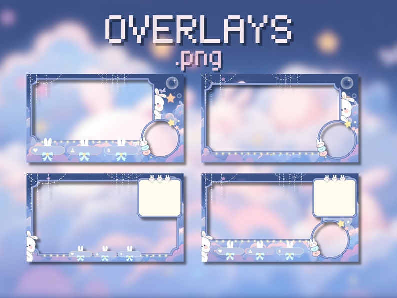 Cloudy Bunny / VTUBER Stream Overlay Package / Cute Twitch Overlay ...