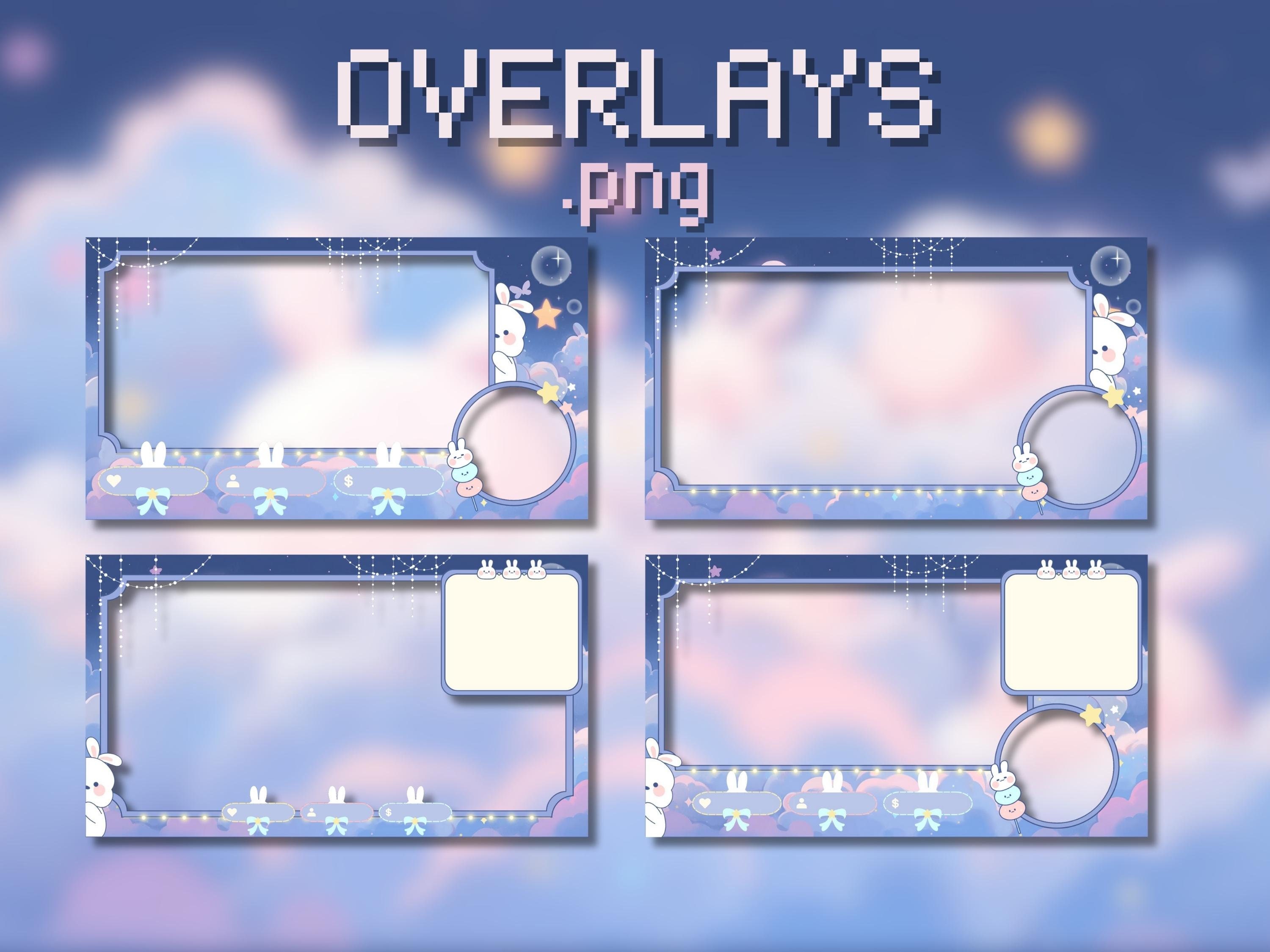 Cloudy Bunny / VTUBER Stream Overlay Package / Cute Twitch Overlay ...