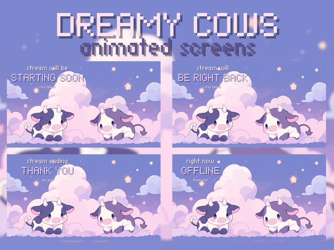 Animated Dreamy Cows Twitch Screens / Cute Twitch Screens / Custom ...