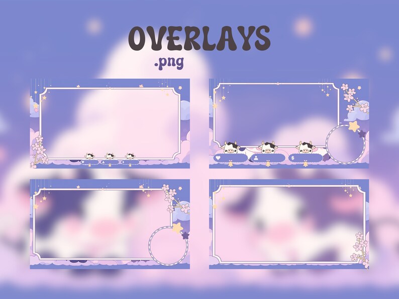 Dreamy Cow / VTUBER Stream Overlay Package / Cute Twitch Overlay ...