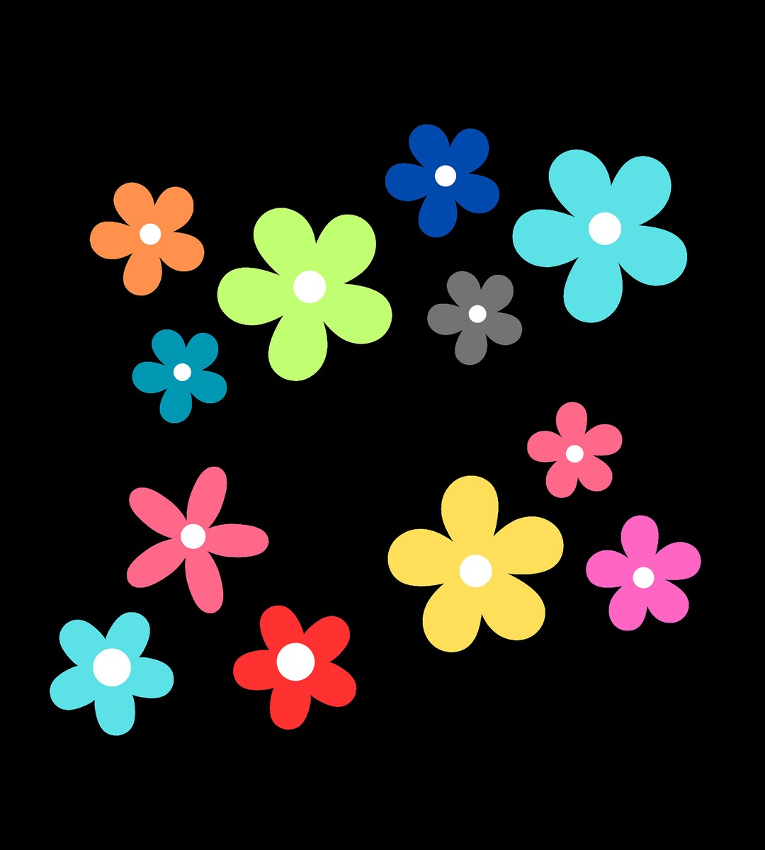 Flowers Clipart Set, Colorful Floral, Sublimation, Flowers PNG, Cute ...