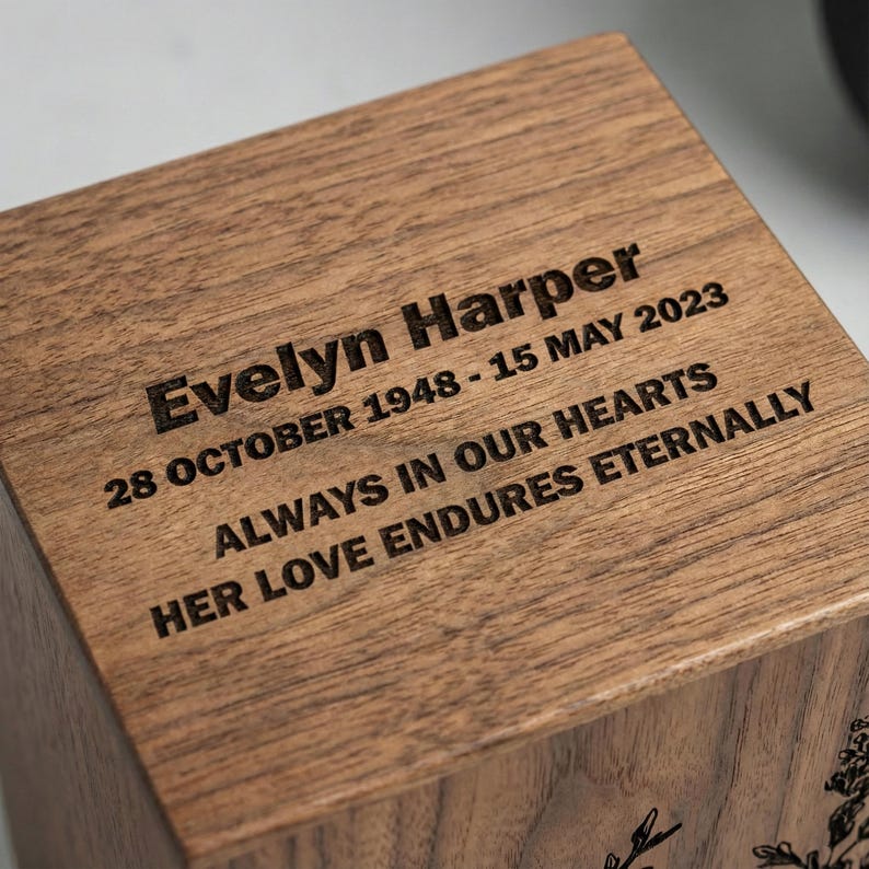 Handcrafted Rosewood Cremation Urn With Green Floral Resin Inlay - Etsy