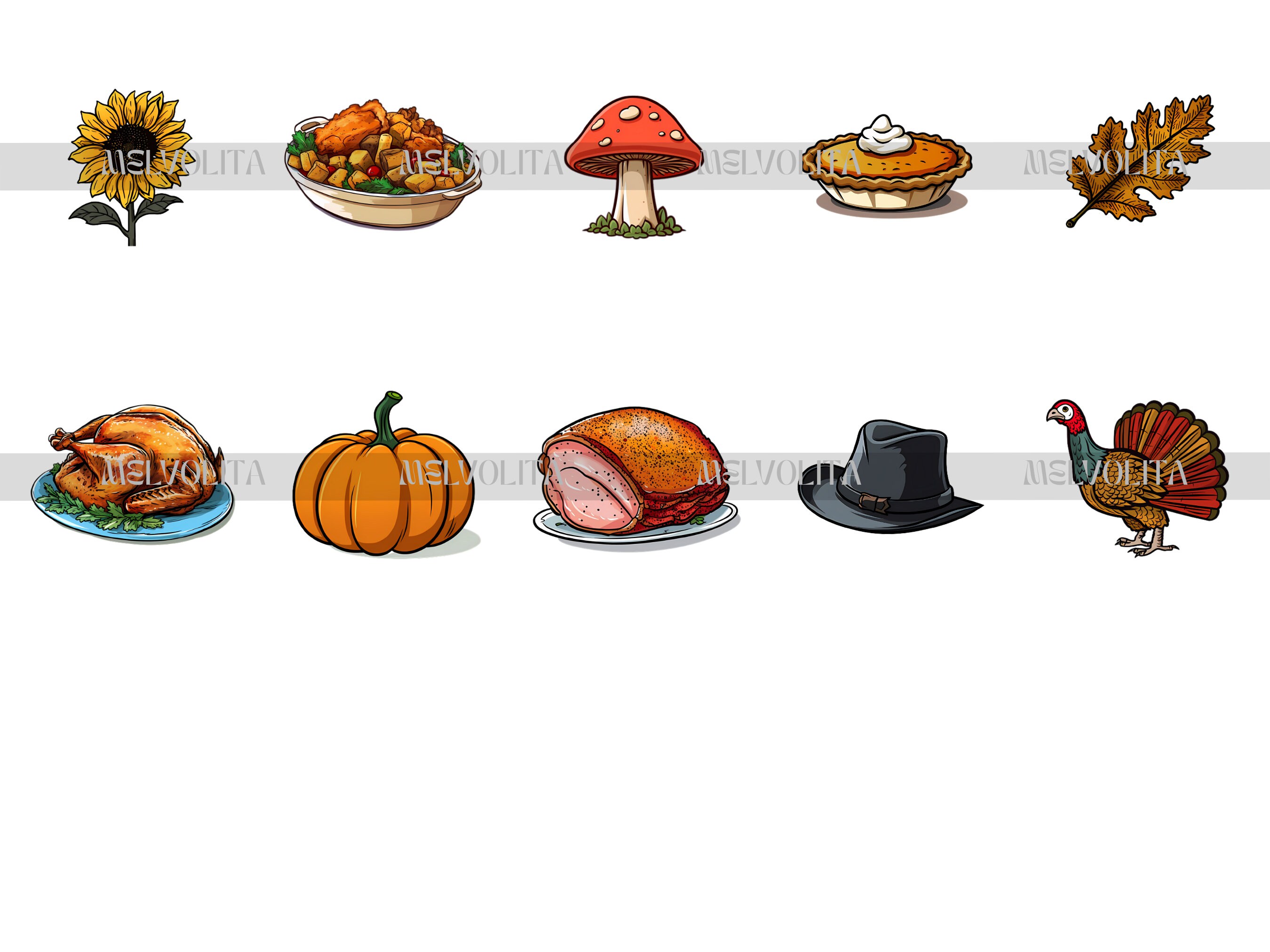25 Thanksgiving Symbol Clipart, Clipart Pack, Digital Art Collection ...