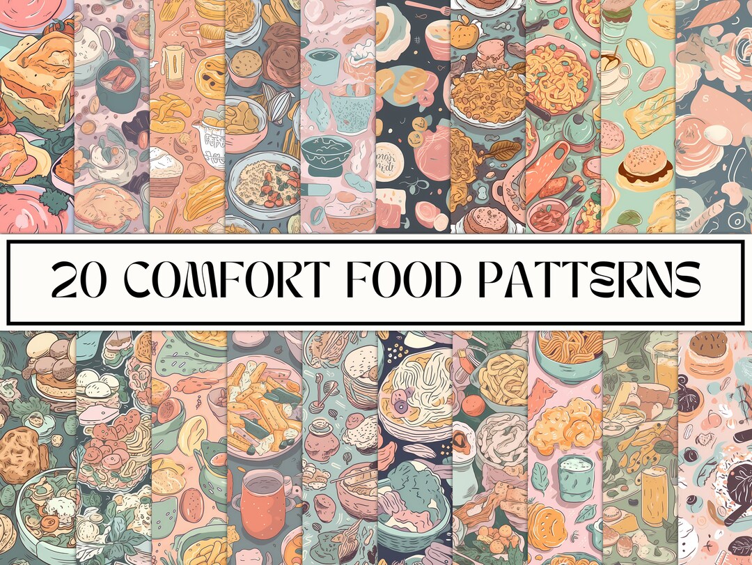 Comfort Food Digital Paper Set, Seamless Pattern, Patel Patterns, Food ...