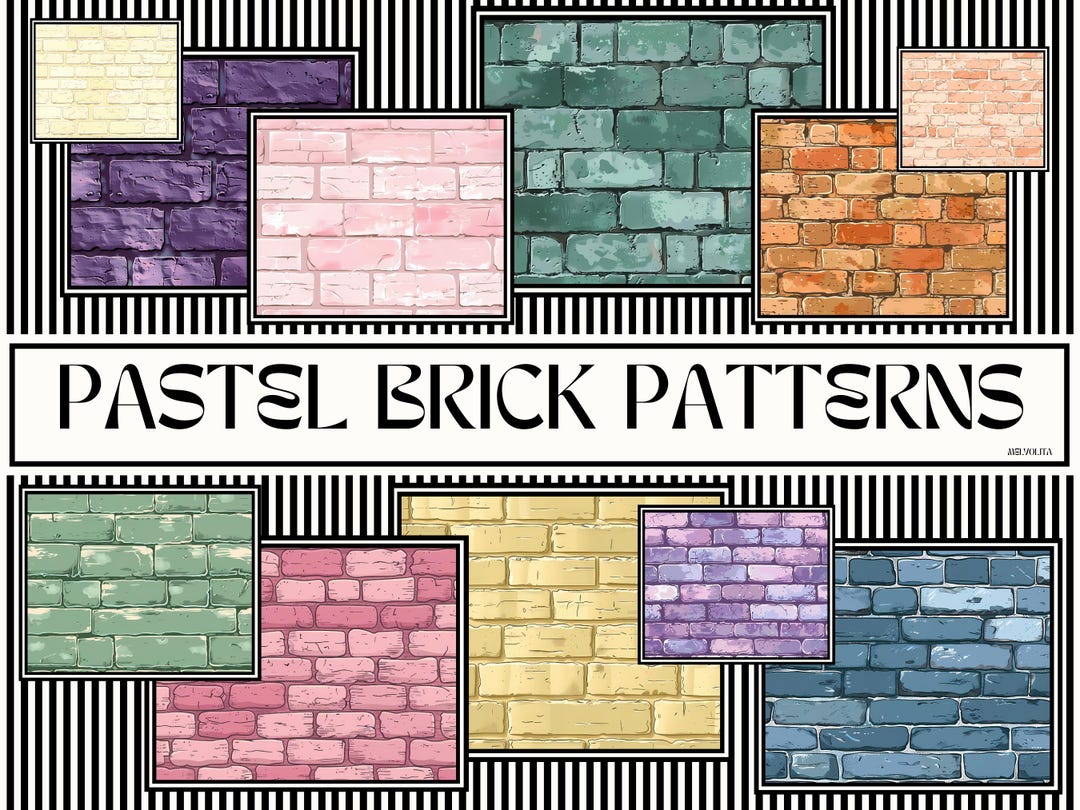 20+ Pastel Brick Wall Digital Paper Set, Seamless Pattern, Pastel ...