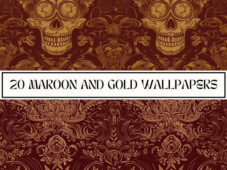 Vintage Digital Paper Set, Seamless Pattern, Red and Gold Patterns ...