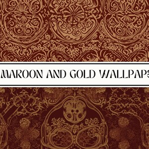 Vintage Digital Paper Set, Seamless Pattern, Red and Gold Patterns ...