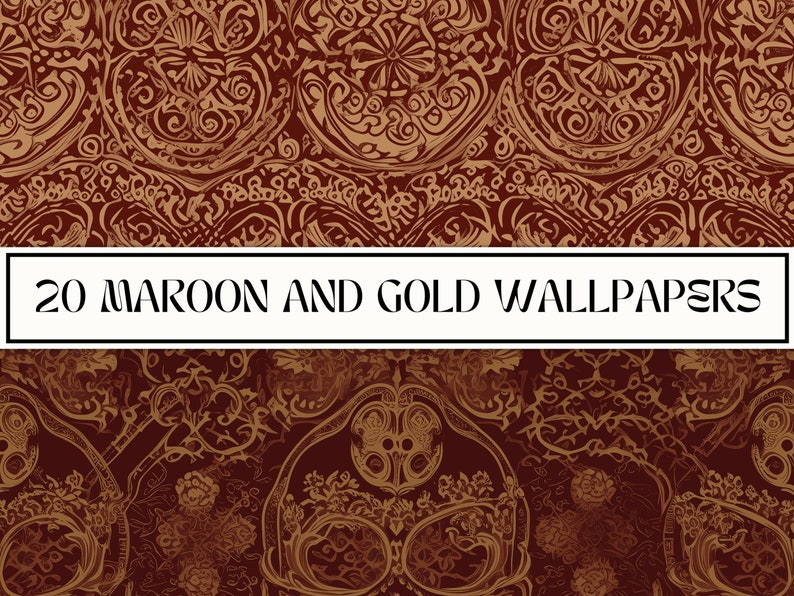 Vintage Digital Paper Set, Seamless Pattern, Red and Gold Patterns ...