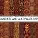 Vintage Digital Paper Set, Seamless Pattern, Red and Gold Patterns ...