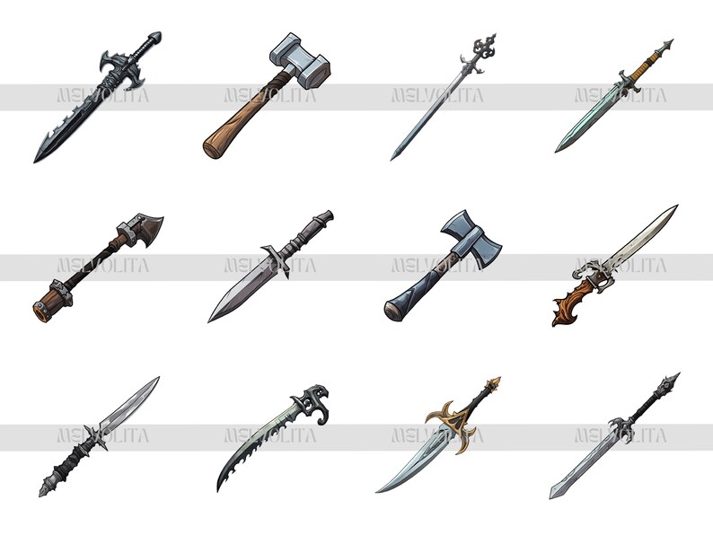 30 Medieval Weapon Clipart, Clipart Pack, Digital Art Collection ...