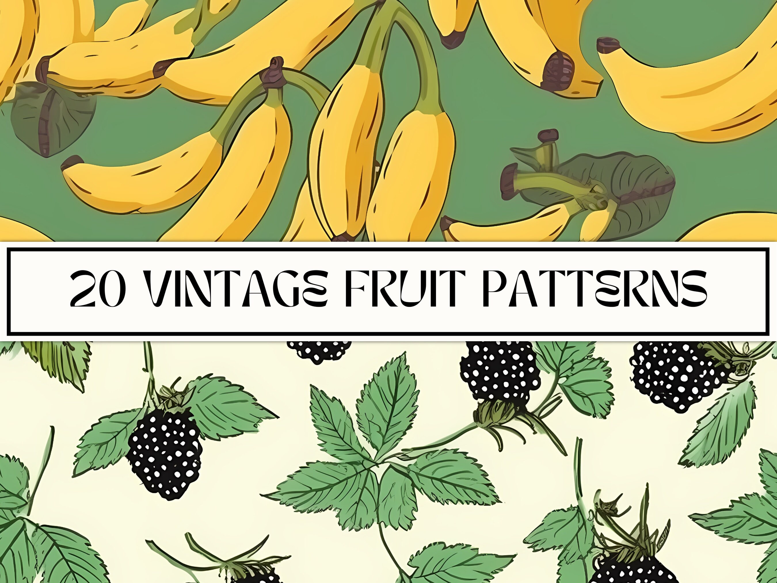 Vintage Fruit Digital Paper Set, Seamless Pattern, Fruit Patterns ...