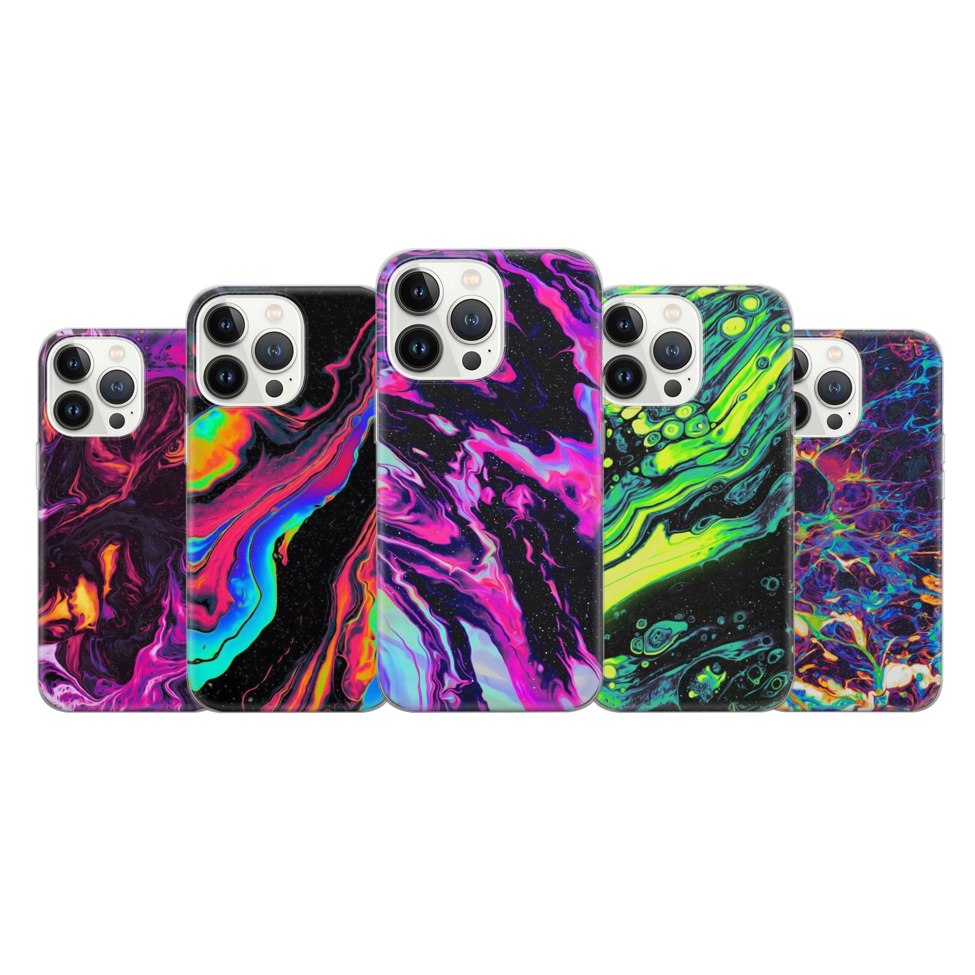 Modern Abstract Art Phone Case Neon Art Cover Fit for iPhone 14 Pro, 13 ...