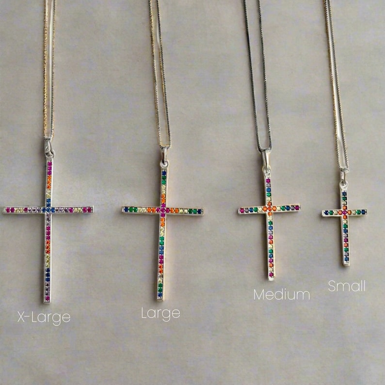 925 Sterling Silver Cross Necklace Cross Pendant Colorful Cross ...