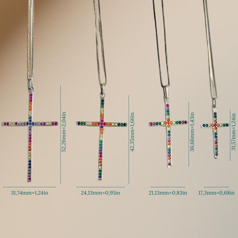 925 Sterling Silver Cross Necklace Cross Pendant Colorful Cross ...
