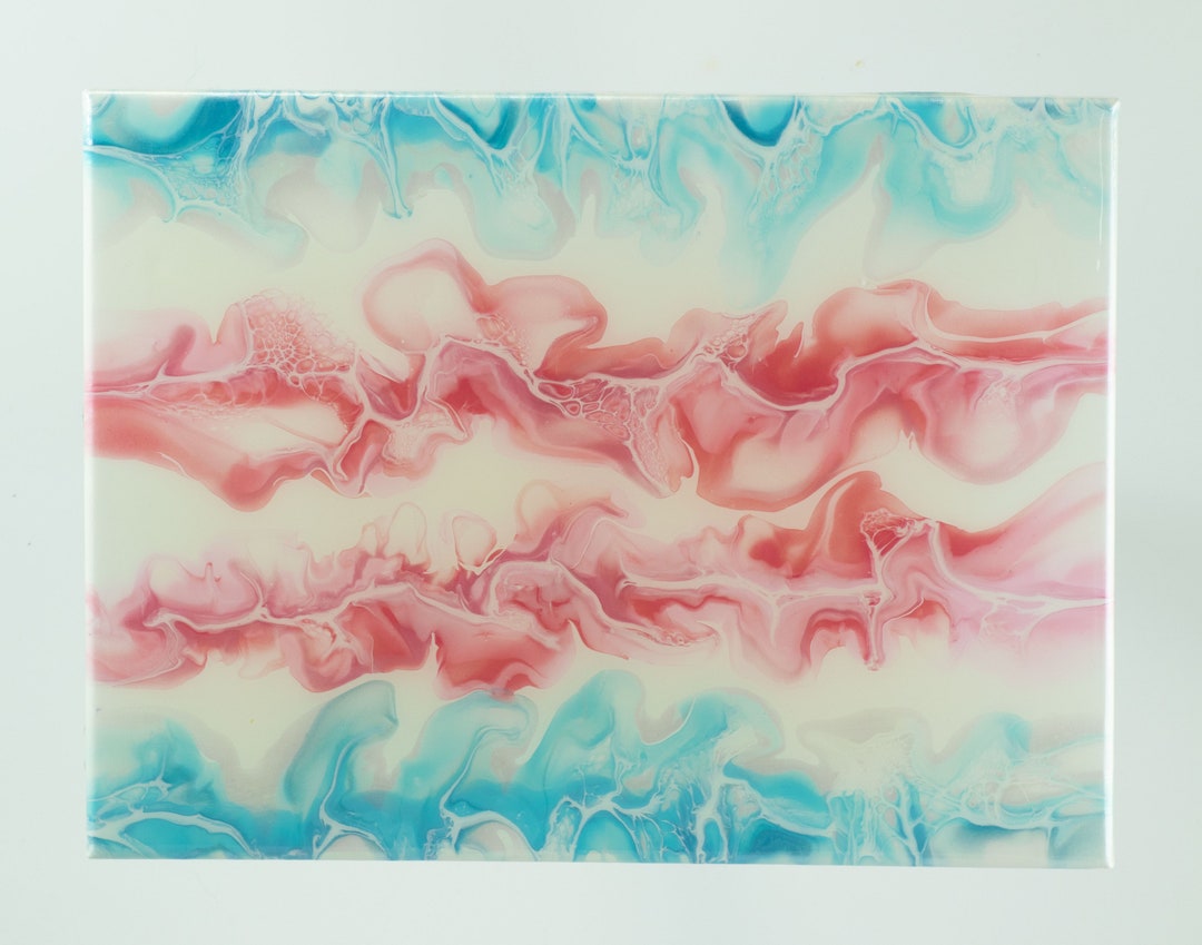 12" X 16" Trans Pride Flag Acrylic Pour Painting, LGBTQ+ Art - Etsy