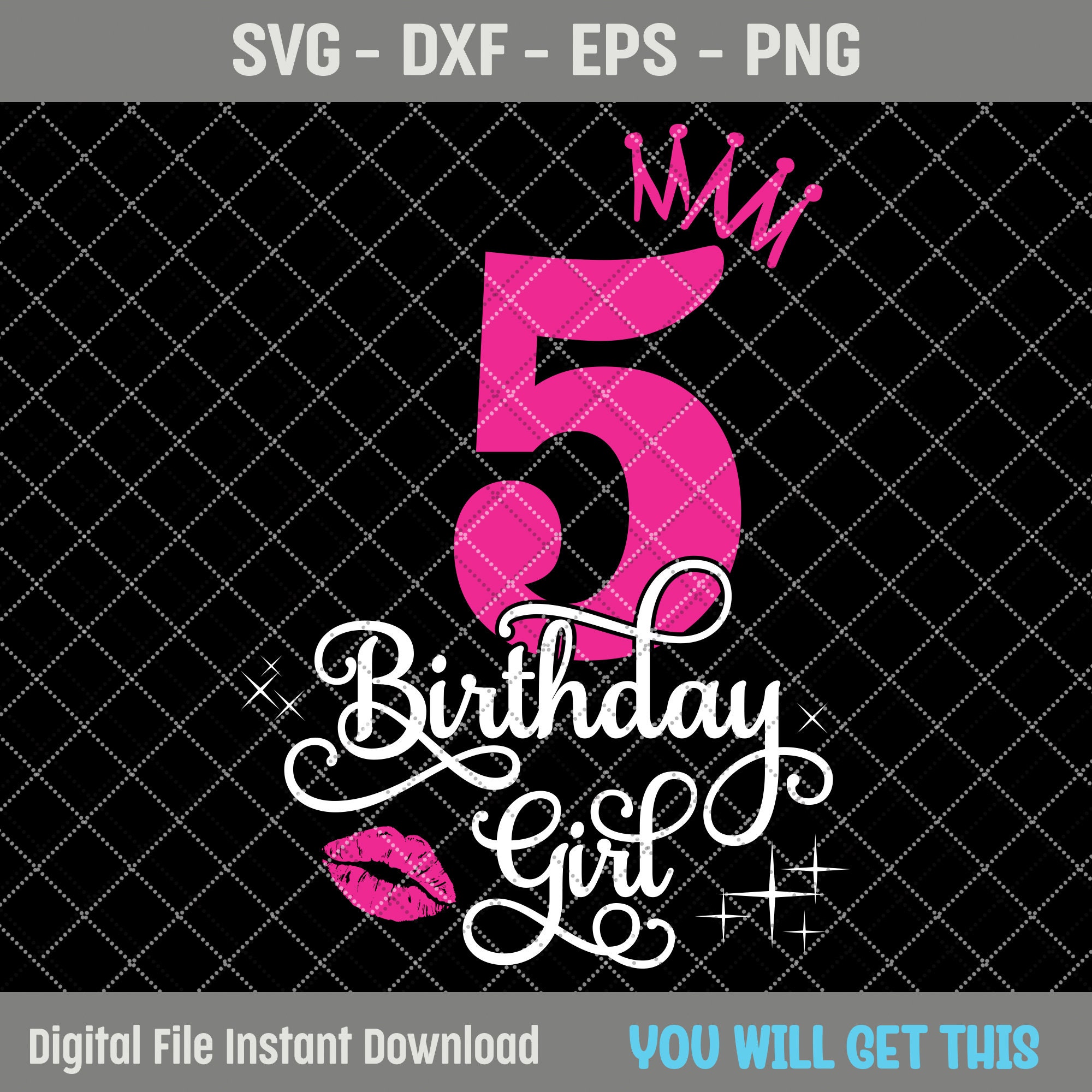 5th Birthday Girl SVG, 5 Year Old Birthday Girl Svg, 5th Birthday Squad ...