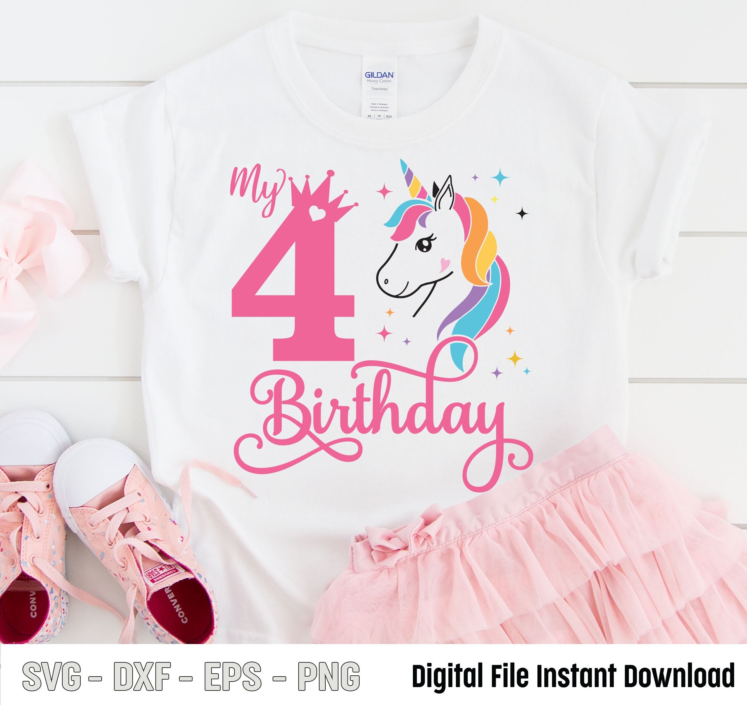 My 4th Birthday SVG, Unicorn 4 Year Birthday Girl Svg, 4th Birthday ...