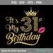 It's My 31 Birthday Shirt SVG, My 31st Birthday SVG, 31 Birthday Girl ...