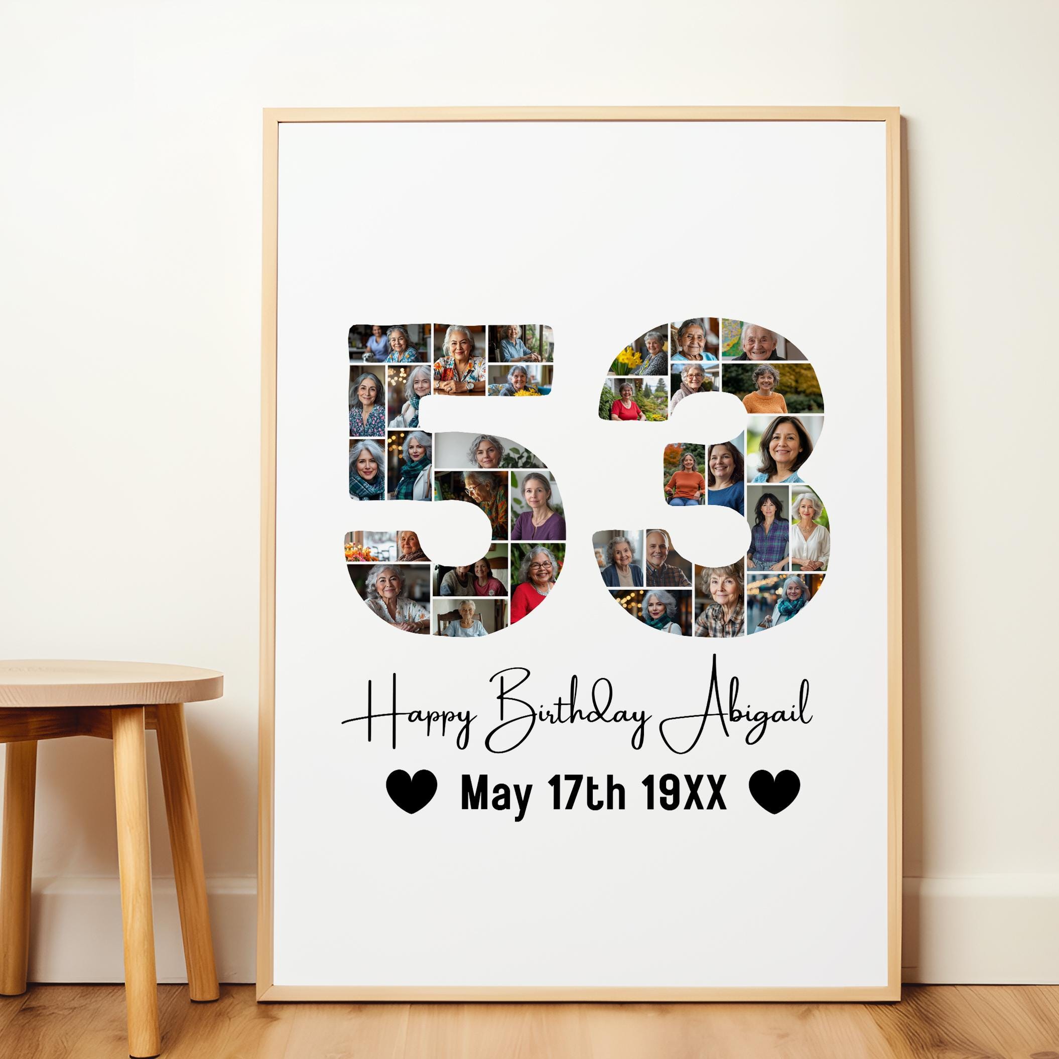 53rd Birthday Photo Collage Template, Personalized 53rd Birthday Gift ...