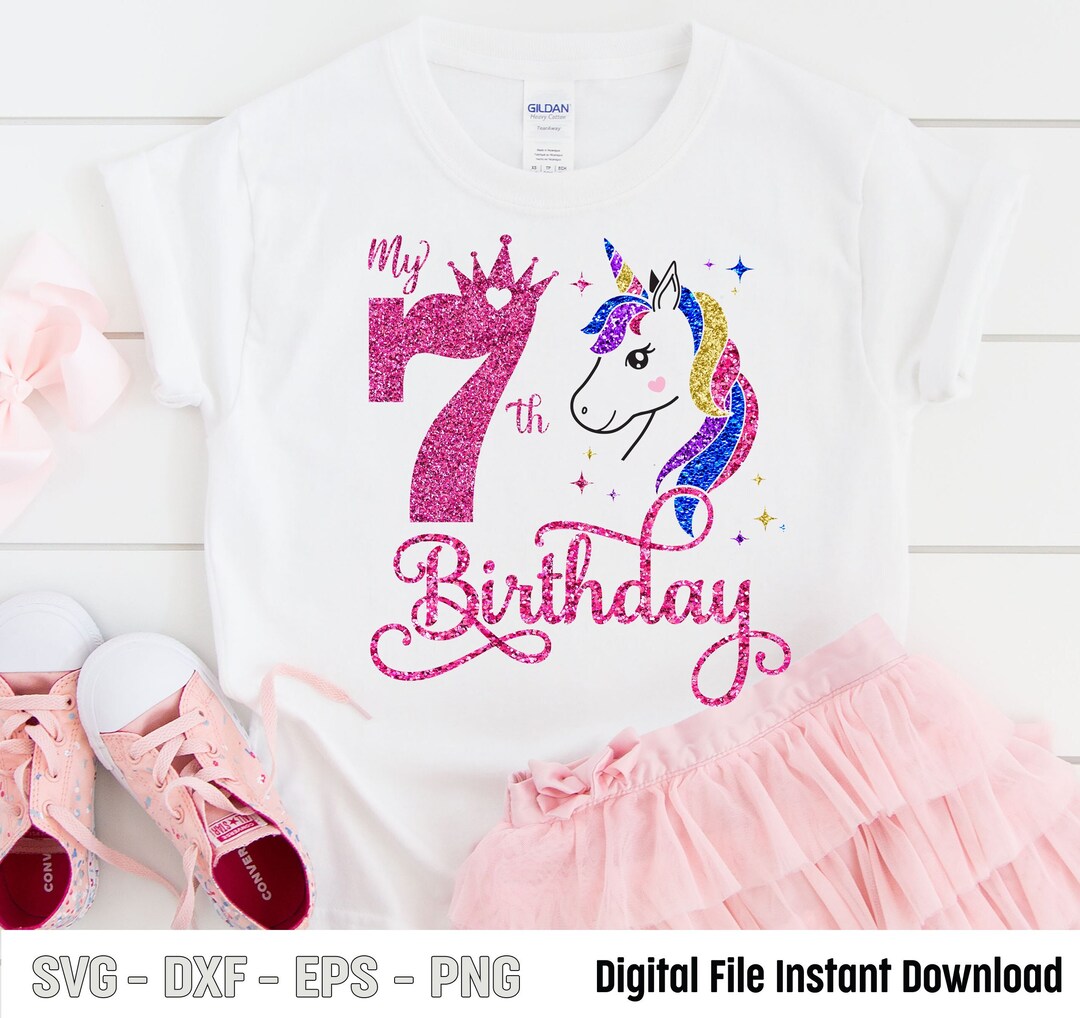 My 7th Birthday SVG, Unicorn 7 Year Birthday Girl Svg, 7th Birthday ...